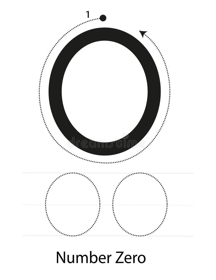Number 0 Tracing Activity Black and White Sheet Stock Illustration ...