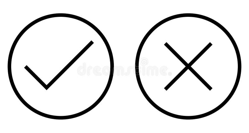 Überprüfen Sie Und Kreuzen Sie Mark Thin Line Vector Icon Vektor ...