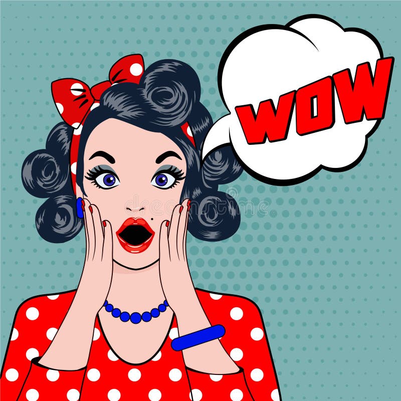 Überraschte Frau OMG-Blase Pop-Art Stock Abbildung - Illustration von ...