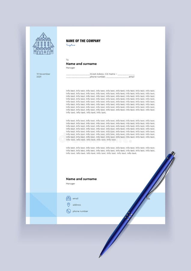 Official Letter. Corporate Style. Document with a Pen Stock Vector ...