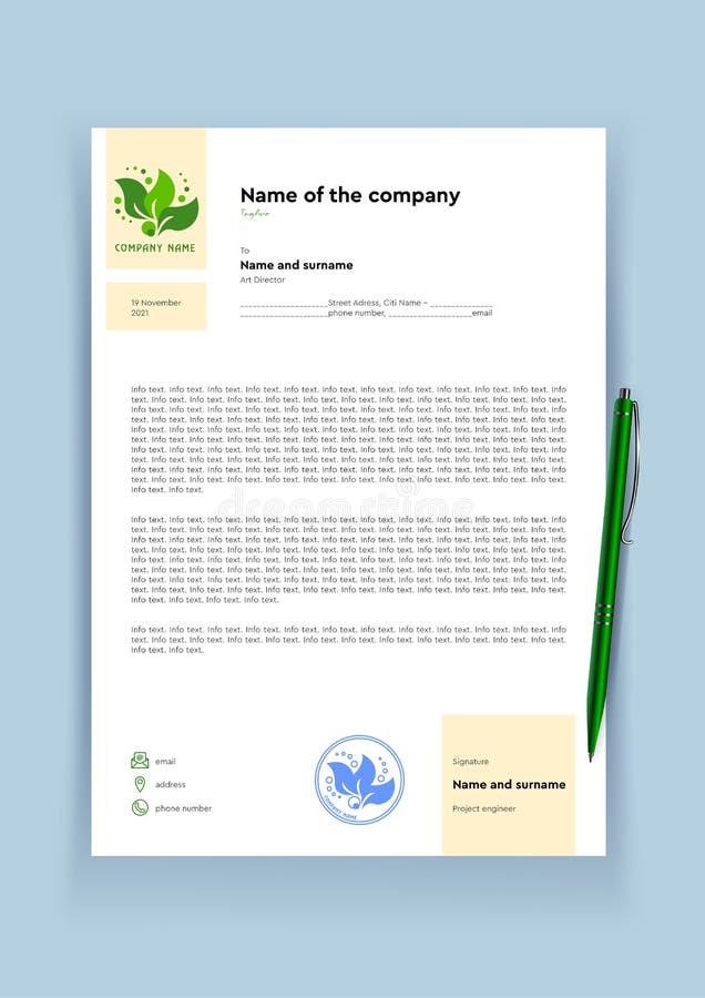 Official Letter. Corporate Style. Document with a Pen Stock Vector ...