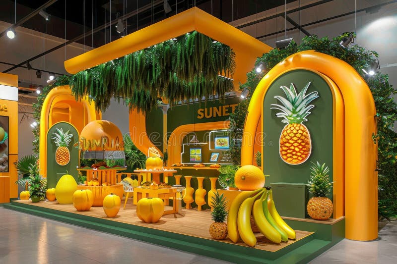 Booth Design with Fresh Fruit and Healthy Concept. Event or Exhibition ...