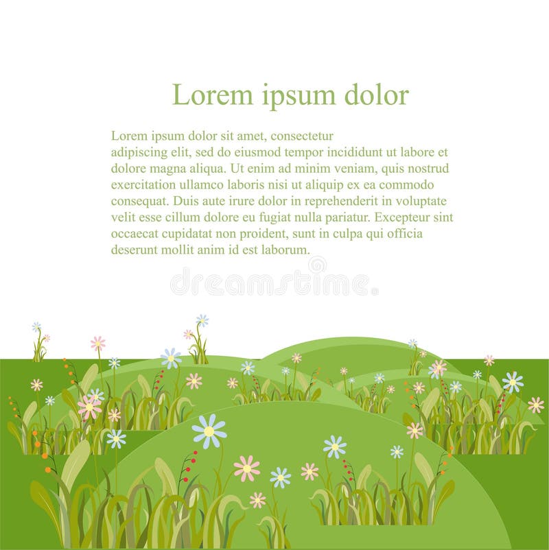 Flower Hill Landscape Blue Sky White Cloud Art Cartoons Design Element ...