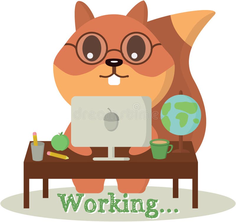 Squirrel Works at the Computer. Vector Graphics Stock Vector ...