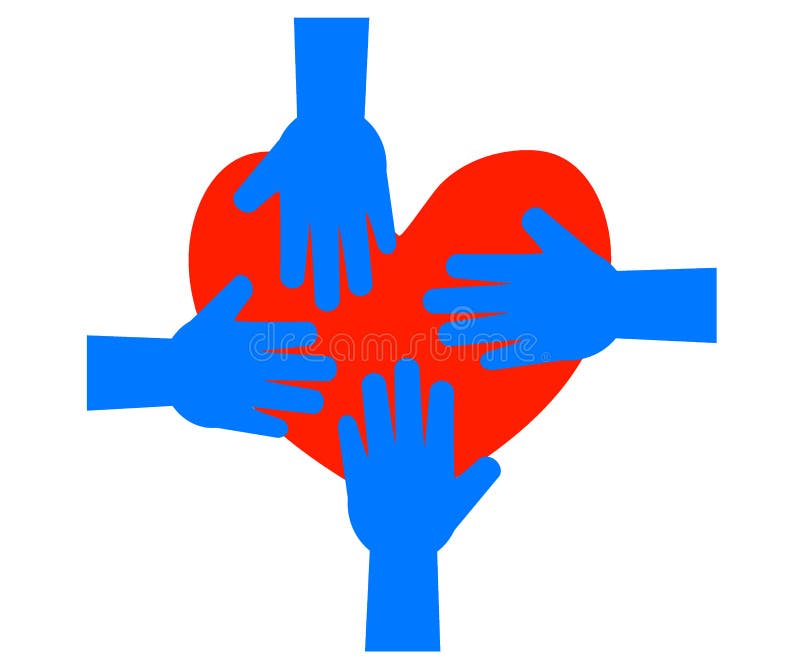 Human Hands and Heart on a White Background. Care. Symbol Stock ...