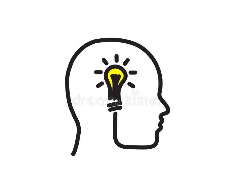 Glowing Light Bulb in the Head. Idea. Vector Illustration. Stock Vector ...