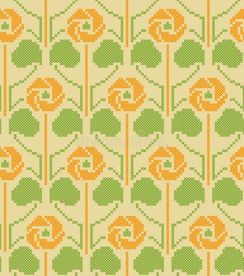 Seamless Pattern Cross Stitch Art Deco Ornament Stock Vector ...