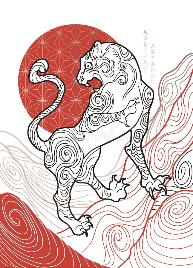 Abstract Illustration of Tiger in Japanese Style Stock Vector ...