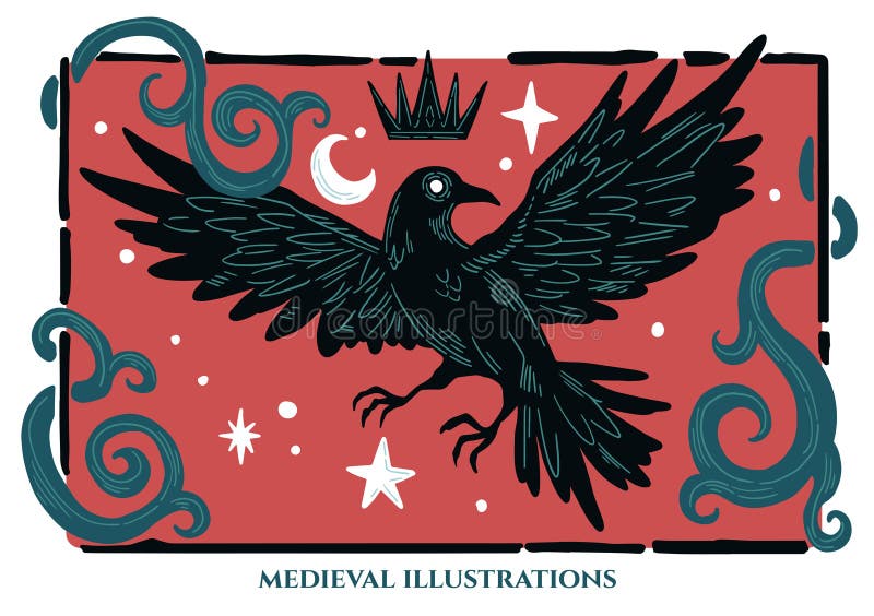 Illustration of Raven, Dark Fantasy Stock Vector - Illustration of ...