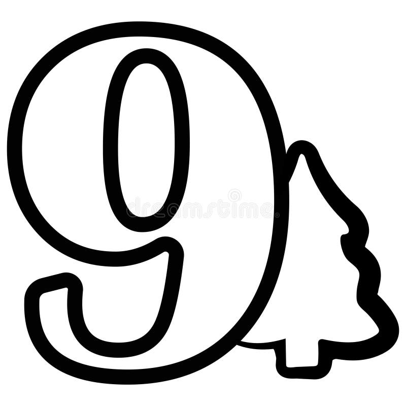 Simple Number Nine Design with Christmas Design, Namely Christmas Tree ...