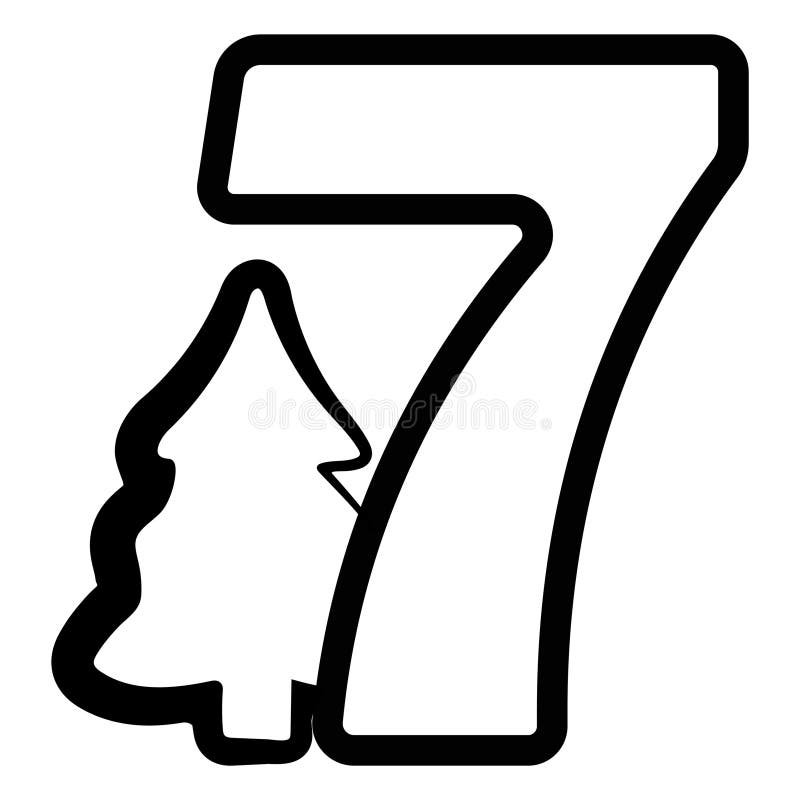 Simple Number Seven Design with Christmas Design, Namely Christmas Tree ...