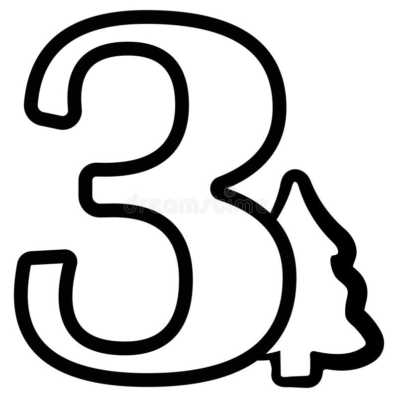 Simple Number Three Design with Christmas Design, Namely Christmas Tree ...