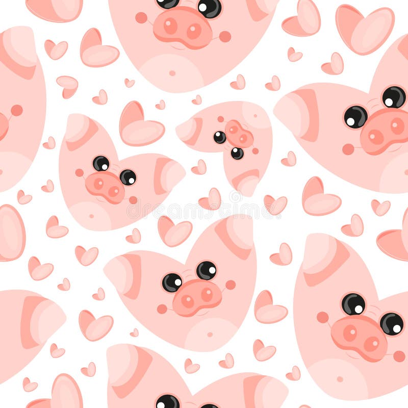 Pink Pig Heart Design and Pink Hearts Stock Vector - Illustration of ...