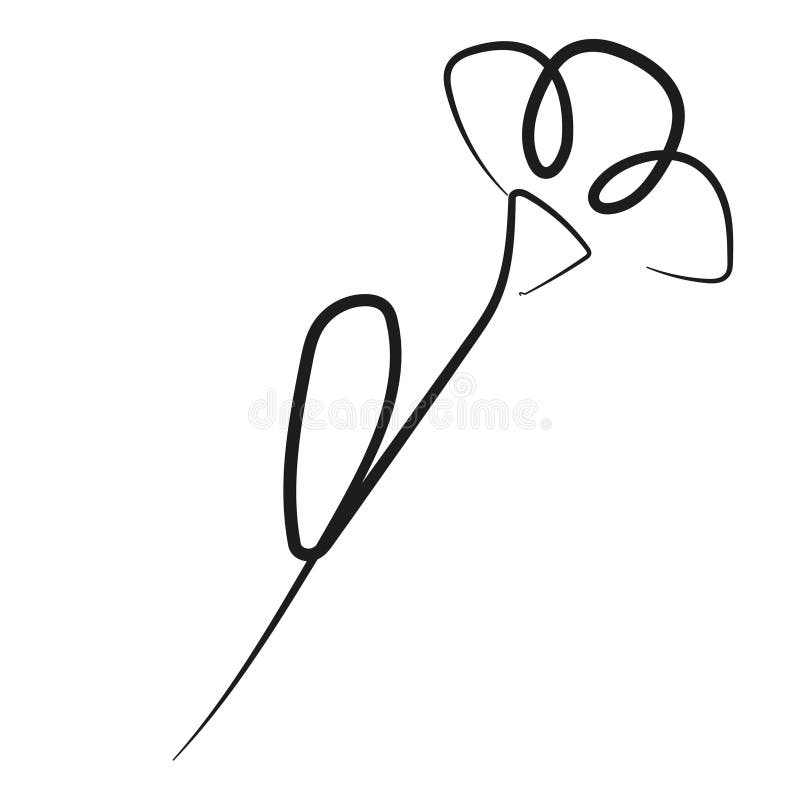 Simple Carnation Flower Icon with Stems in Line Art Style Drawn with ...