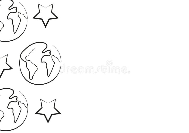 Poster with Simple Icons of Planet Earth in Line Art Style Drawn with ...