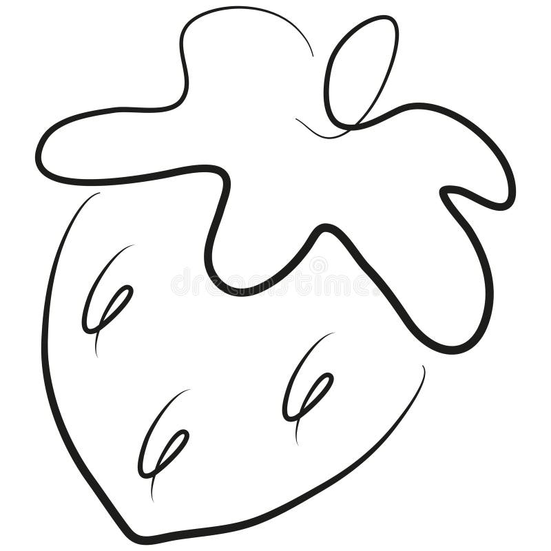 Simple Strawberry Icon with a Tail in Line Art Style Stock Vector ...