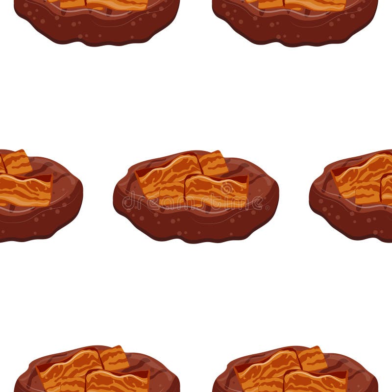 Pattern with Icon of Fried Meat Patty for Hamburger Toasted on Grill ...