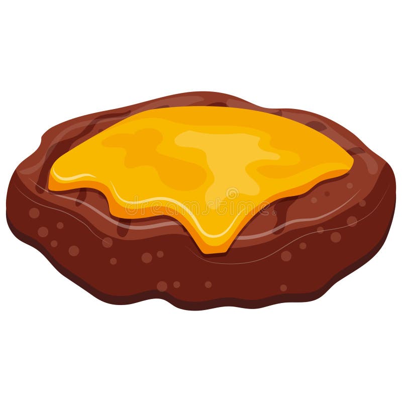 Simple Icon of a Grilled Hamburger Patty with a Melted Piece of Cheese ...