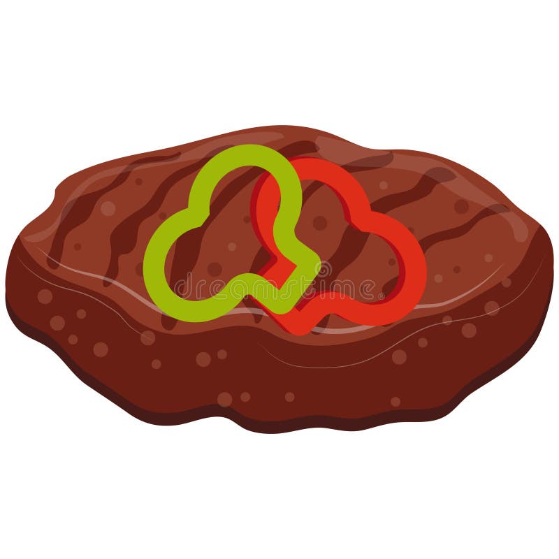 Icon of a Grilled Meat Patty for a Hamburger and Pieces of Colorful ...