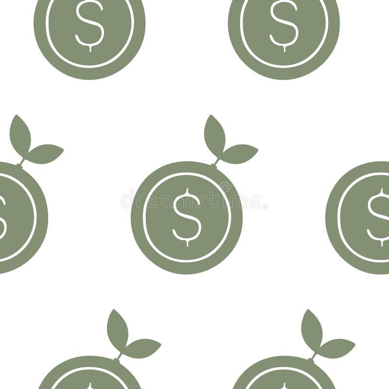 Pattern with Business Icon of Working Coin with Branches of Green ...