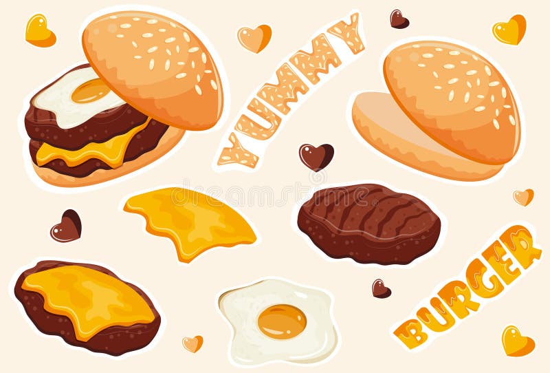 Stickers for World Burger Day, Namely a Burger with a Fried Patty ...