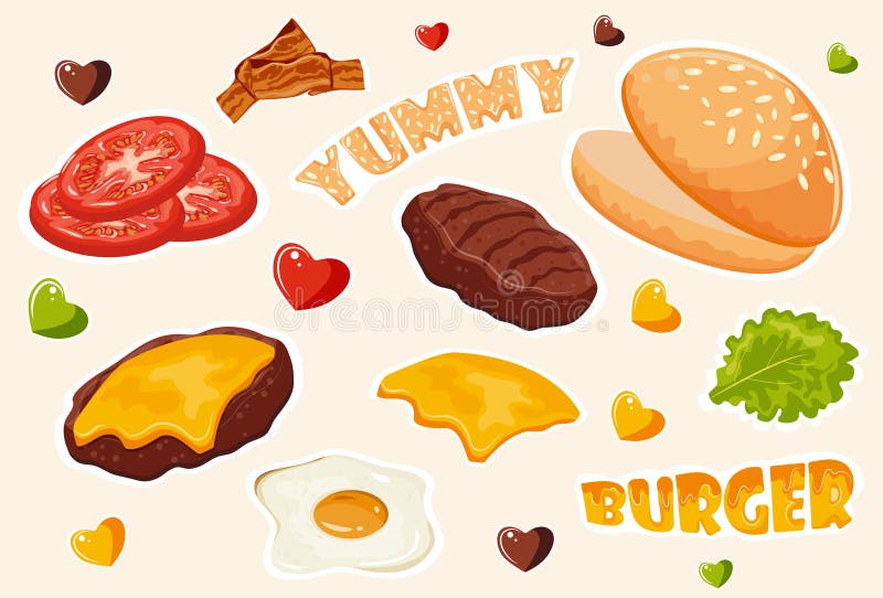 Set of Various Stickers for World Burger Day, Namely with Various ...