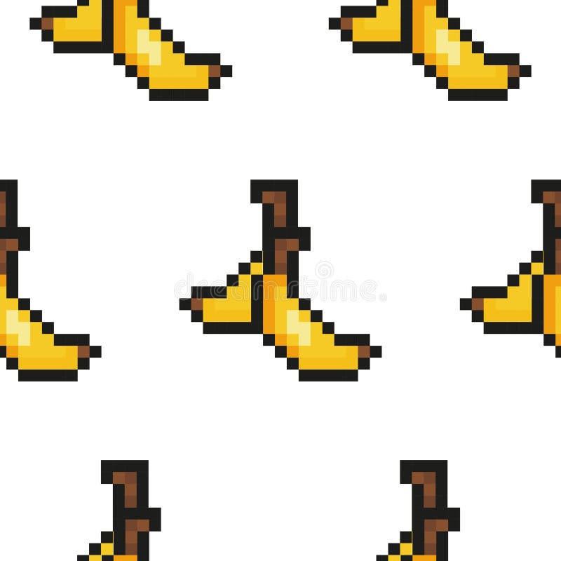Pattern with Exotic Fruit in Pixel Art Style, Namely Banana Icons ...