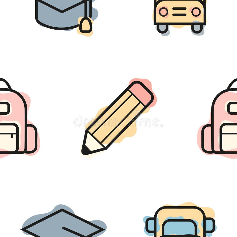 Pattern of Various School-themed Icons and Symbols Stock Illustration ...