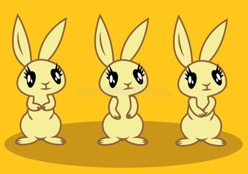 Funny Cartoon Rabbit, Set of Three Poses. Stock Illustration ...
