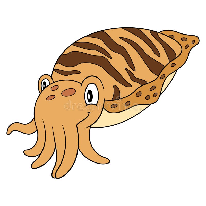 Cuttle Fish Cartoon Style Illustration. Happy Smiling Face. Cheerful ...
