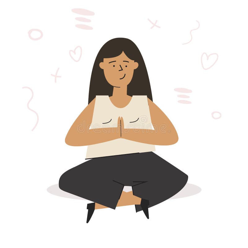 Doing Yoga Sitting Pose Flat Vector Illustration Stock Vector ...