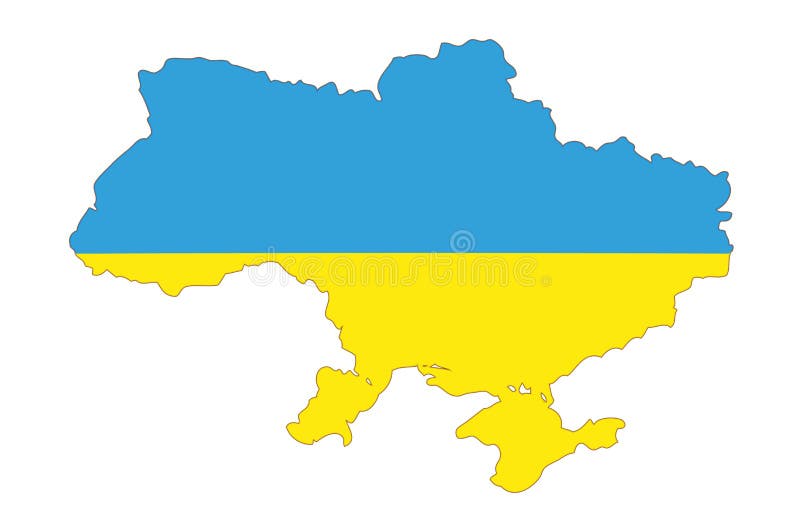 Ukraine Map in Blue and Yellow Colors. Ukrainian Flag Stock Vector ...