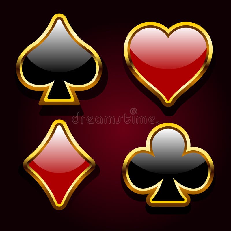 Suit Badge in Gold Frame. Vector Suits Isolated on White Background ...