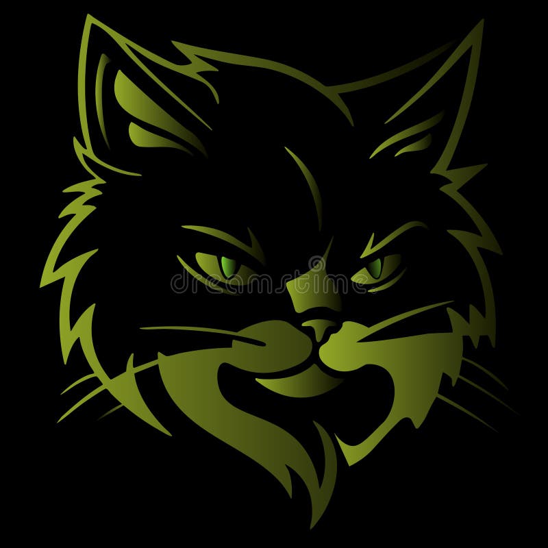 A Bold and Stylish Cat Head that Glows in Shades of Green. Stock ...