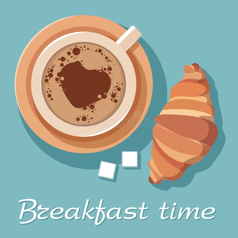 Breakfast Time. Donut Coffee. Coffee with Heart Pattern Stock Vector ...