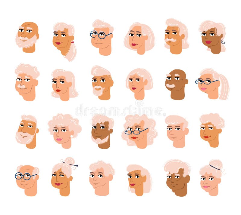 Old Men Facial Expression stock illustration. Illustration of pleasure ...