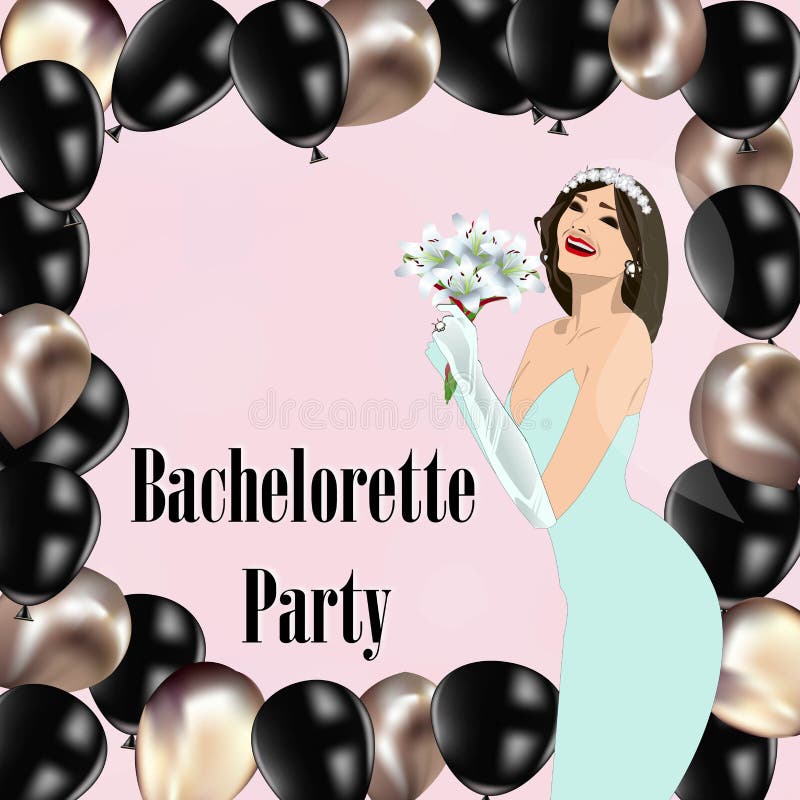 Bachelorette Party Background with Bride Stock Illustration ...