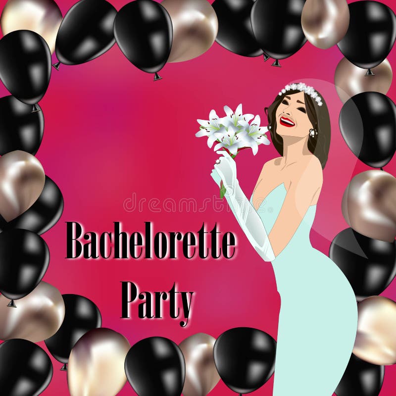Bachelorette Party Background with Bride Stock Illustration ...