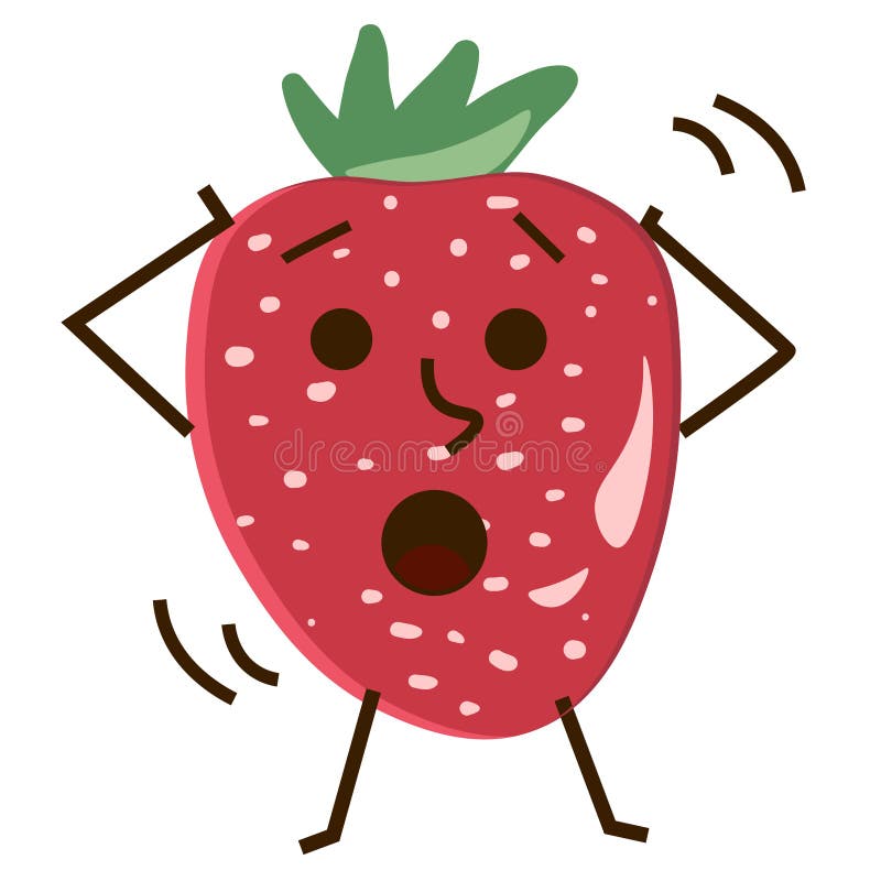 Image Sticker of a Red Strawberry that is Scared Stock Vector ...