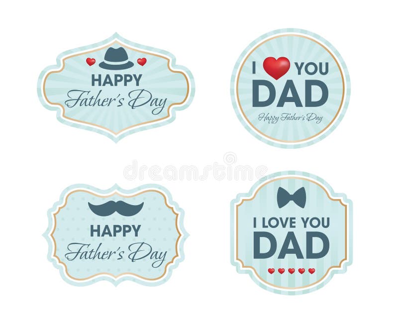 Happy Father S Day Greeting Labels Stock Vector - Illustration of ...