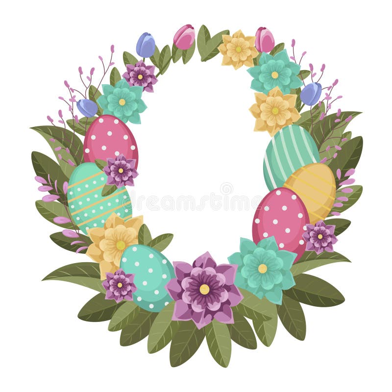 Easter Illustration with Flowers, Easter Eggs, Flowers, Nature and ...