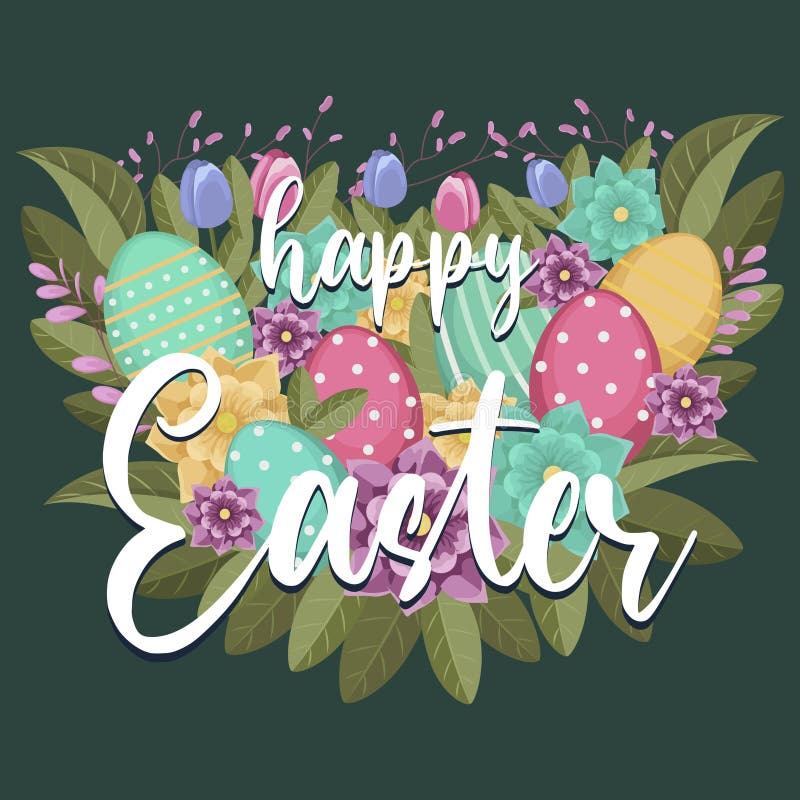 Easter Illustration with Flowers, Easter Stock Vector - Illustration of ...