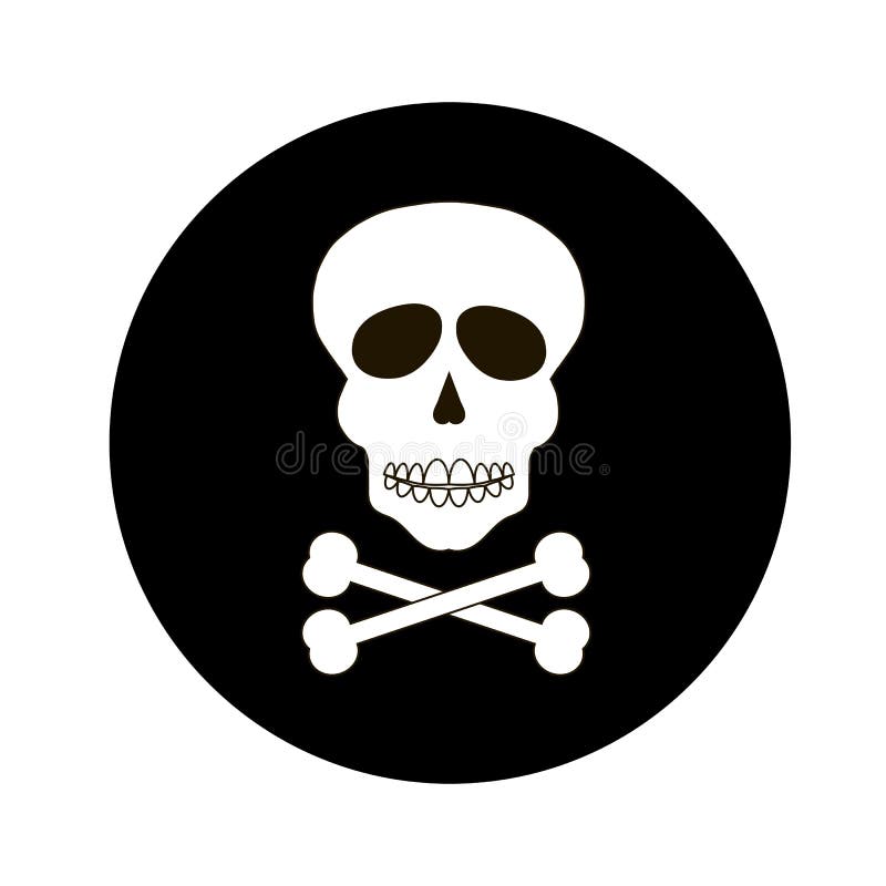 Skull Sign. Round Sticker Poison Danger Stock Vector - Illustration of ...