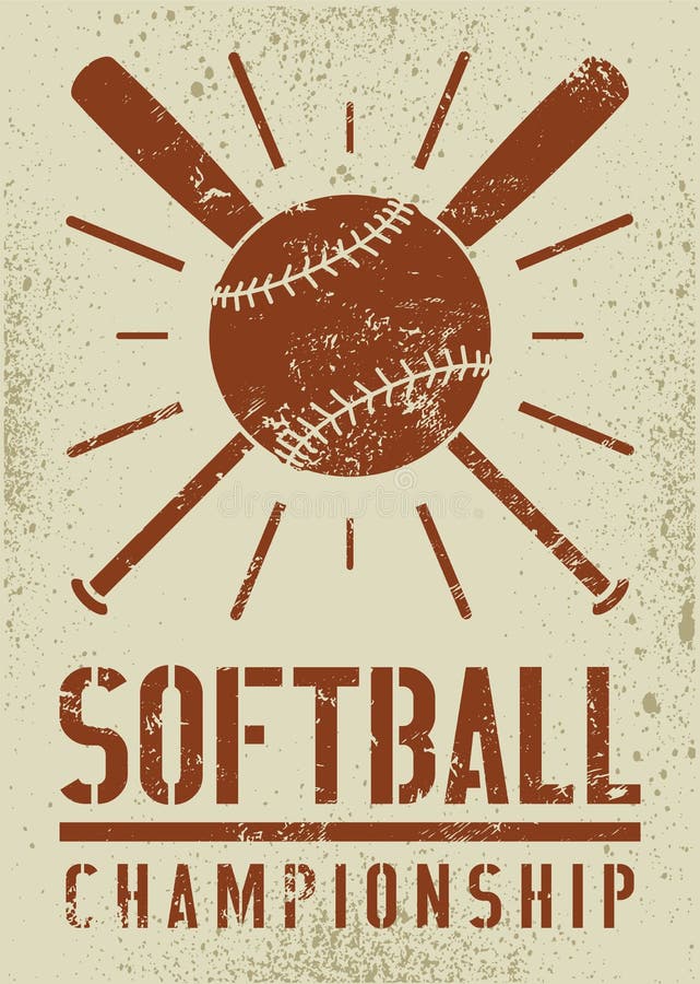 Softball Championship Typographical Vintage Grunge Style Poster. Retro ...