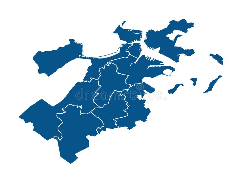 Outline Boston Massachusetts City Skyline with White Buildings Stock ...