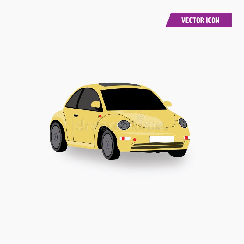 Yellow Mini Car Coupe Icon with Color Vector Stock Vector ...