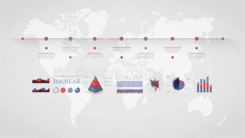 Timeline Vector Infographic. World Map Stock Vector - Illustration of ...