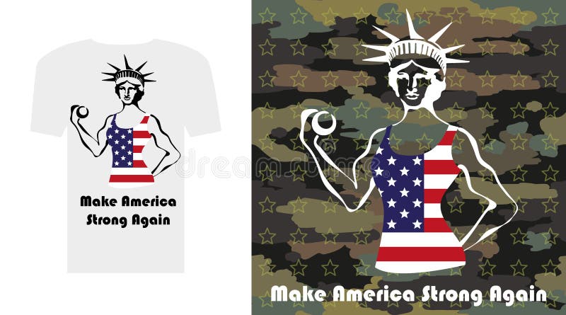 Make America Strong Again T Shirt. Statue of Liberty As a Bodybuilder ...