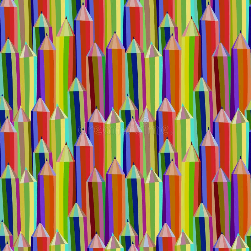 Pattern with a Bunch of Colored Pencils Stock Vector - Illustration of ...