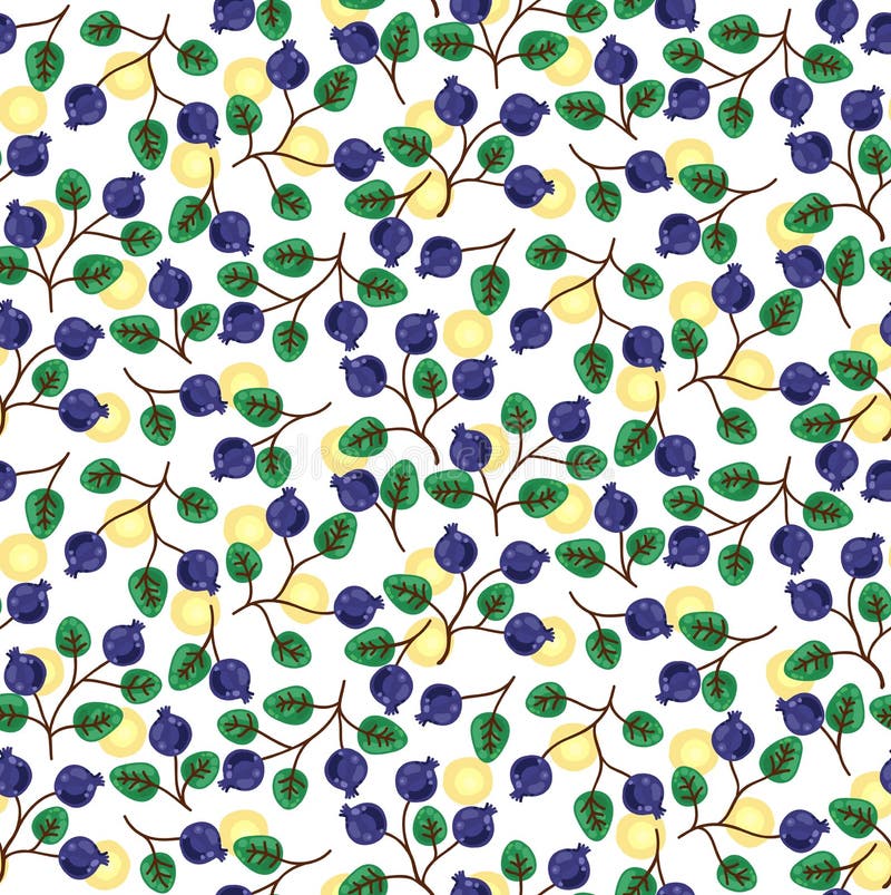 Blueberry Doodle Floral Vector Pattern Stock Vector - Illustration of ...